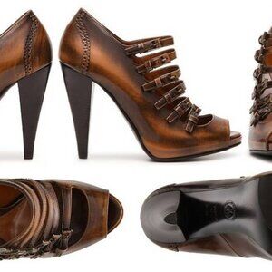 Bally | Shoes | Bally Brown Leather Ankle Strap Platform Pump S 8 Eu385 ...